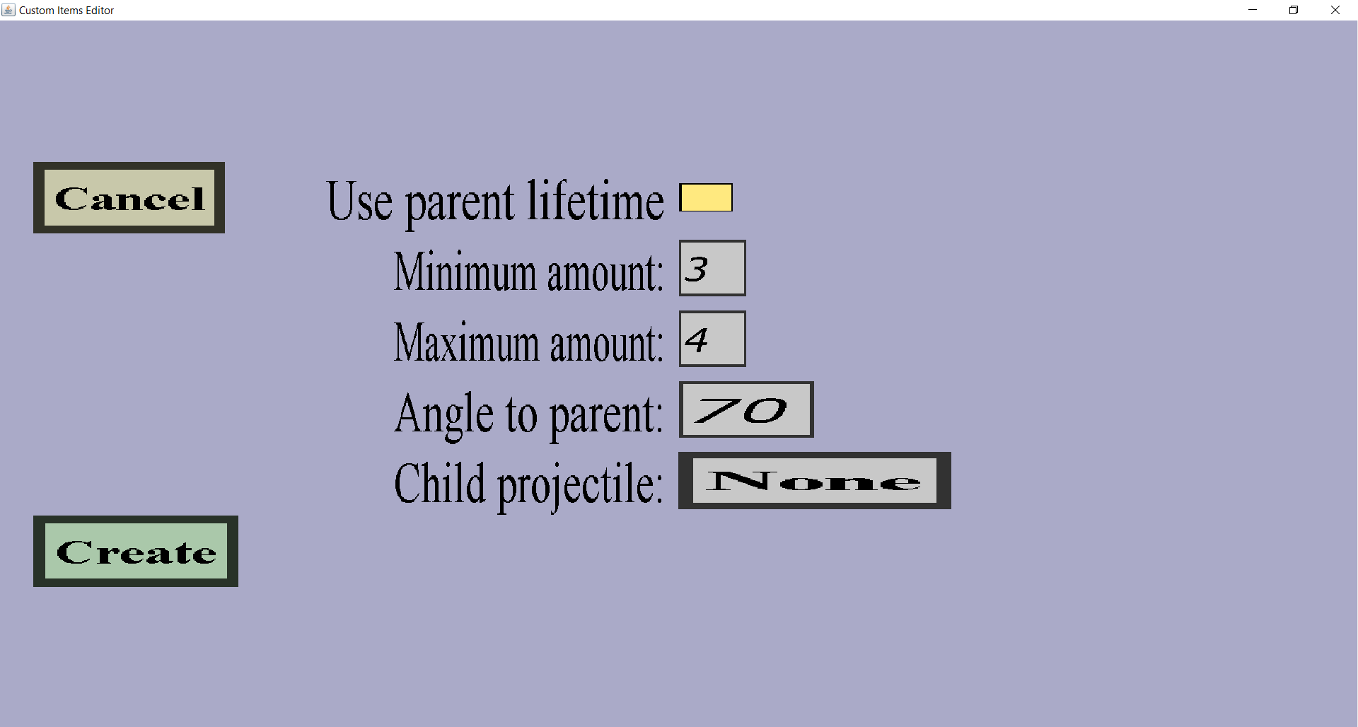 Subprojectile effect edit menu